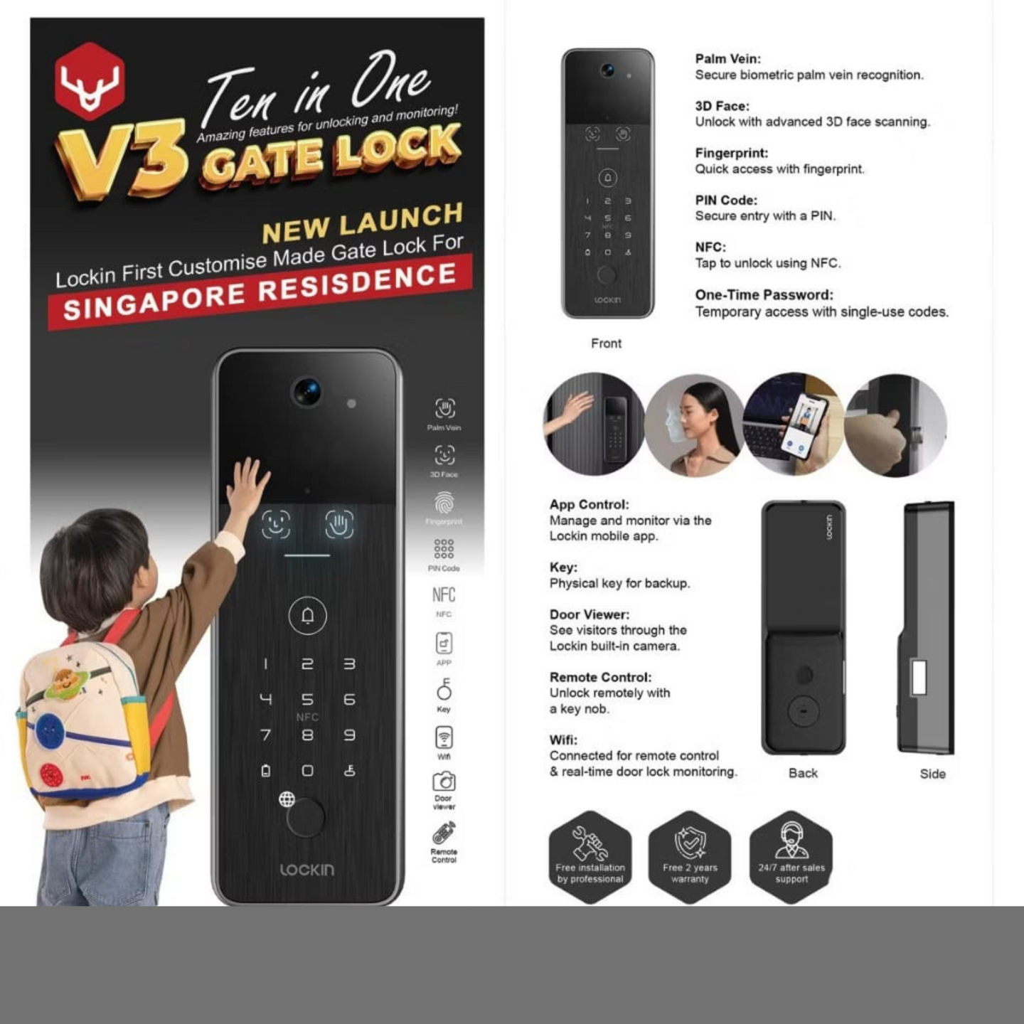Lockin V3 Digital Gate Lock (Lockin Veno 3) | Advanced Smart Security