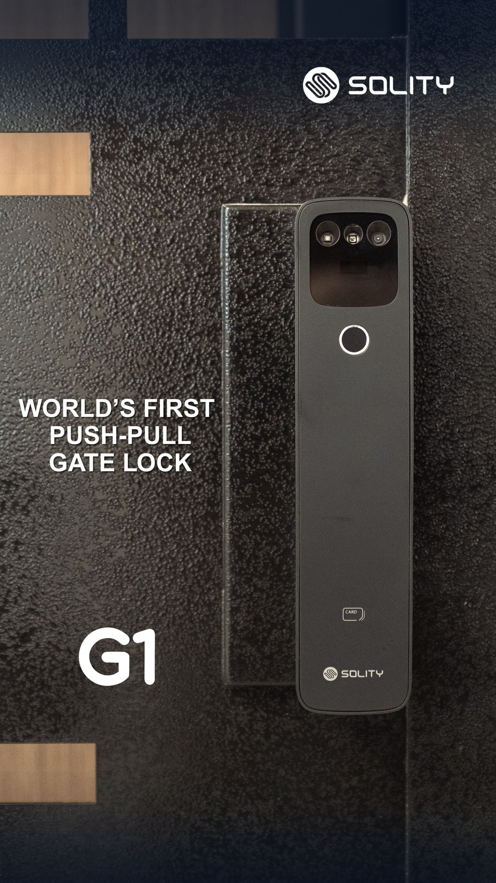 Solity G1 Smart Gate Lock | AI Facial Recogniton, Push Pull